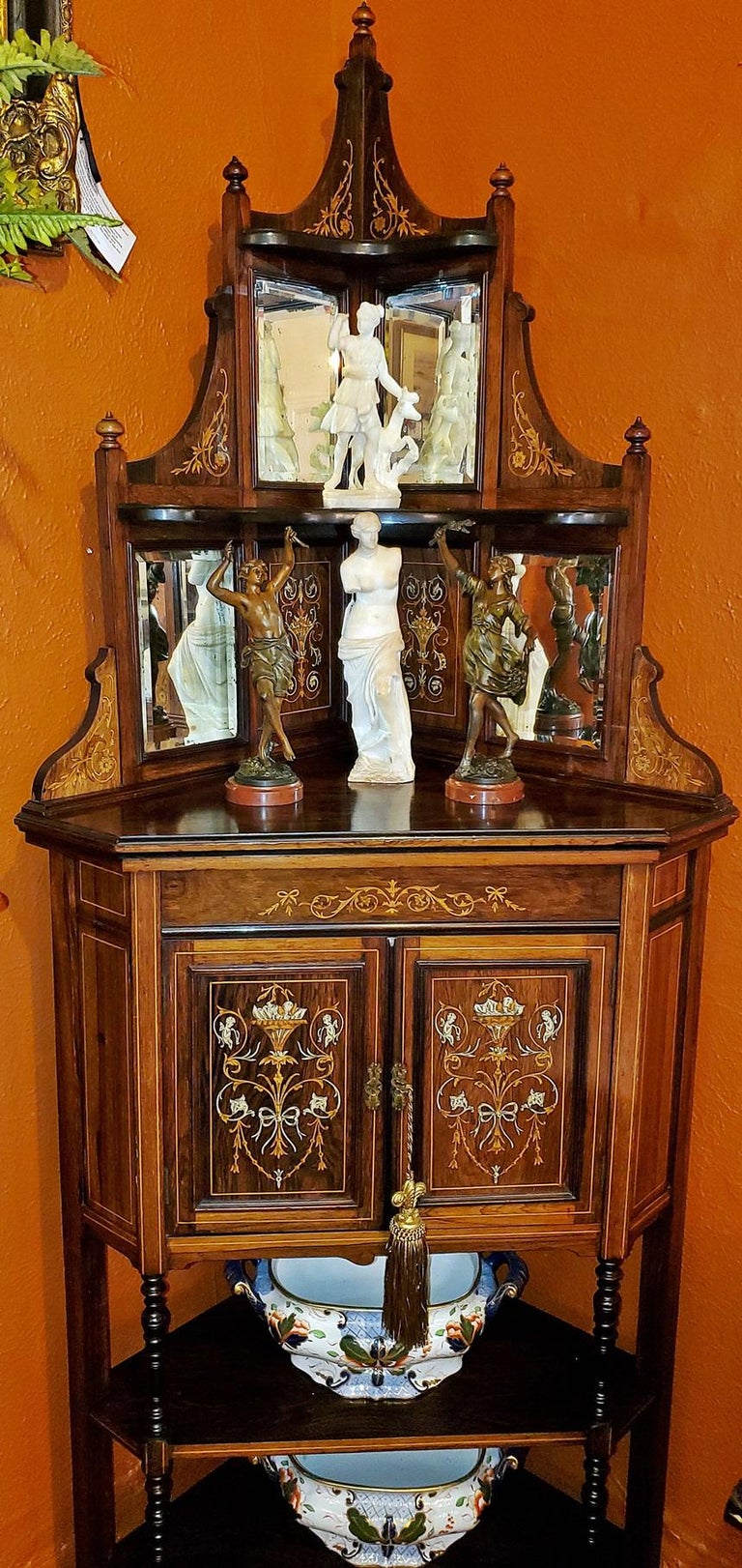 19th Century English Corner Cabinet Attributed to Collinson and Lock ...