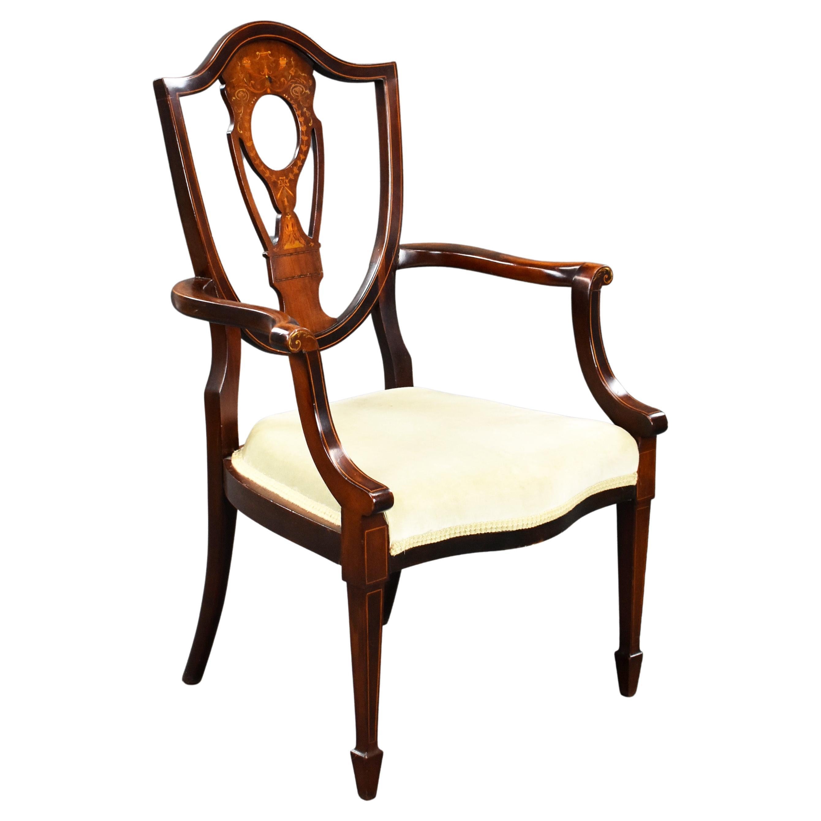 20th Century Queen Anne Revival Solid Mahogany Armchair at 1stDibs