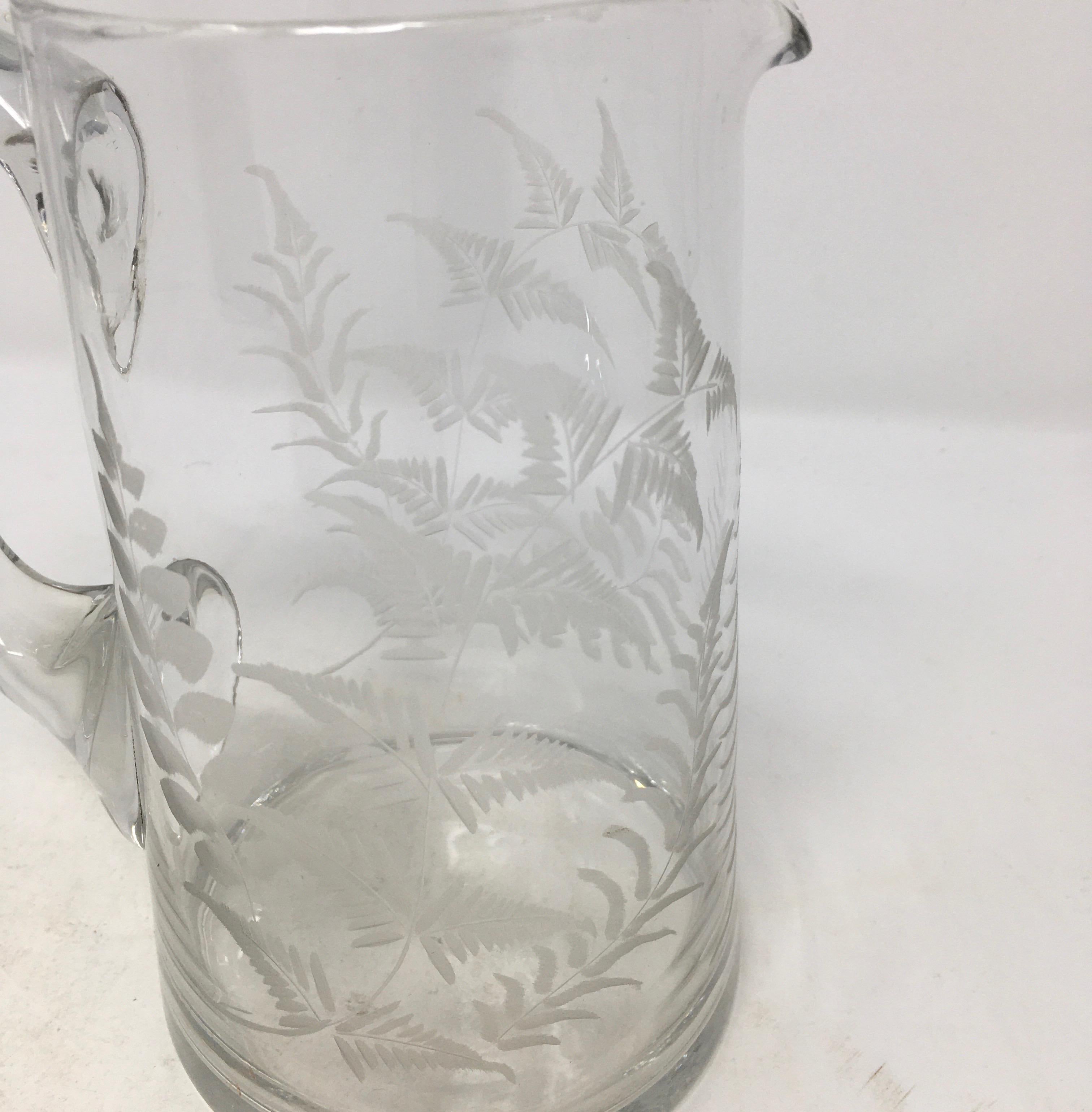 19th Century English Etched Glass Pitcher For Sale at 1stDibs | etched ...