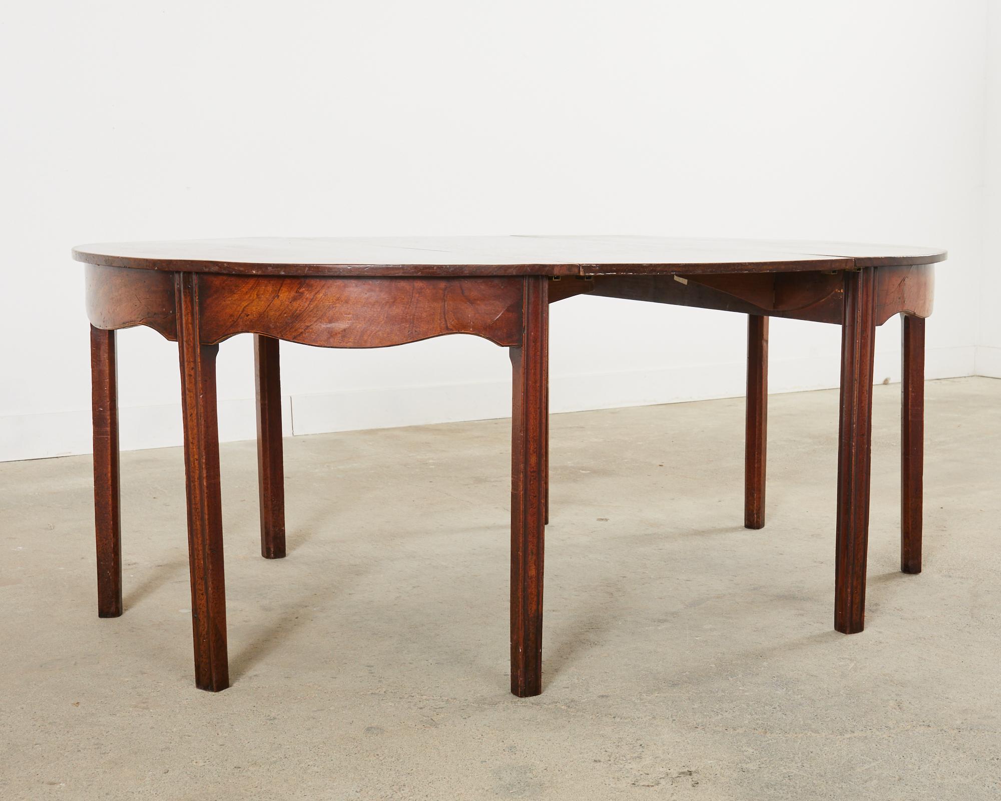19th Century English Georgian Style Mahogany Demilune Dining Table For ...