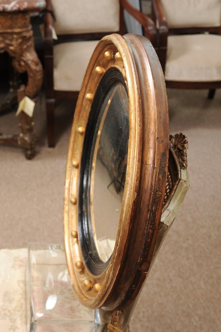 19th Century English Giltwood Bullseye / Convex Mirror with Ebonized ...