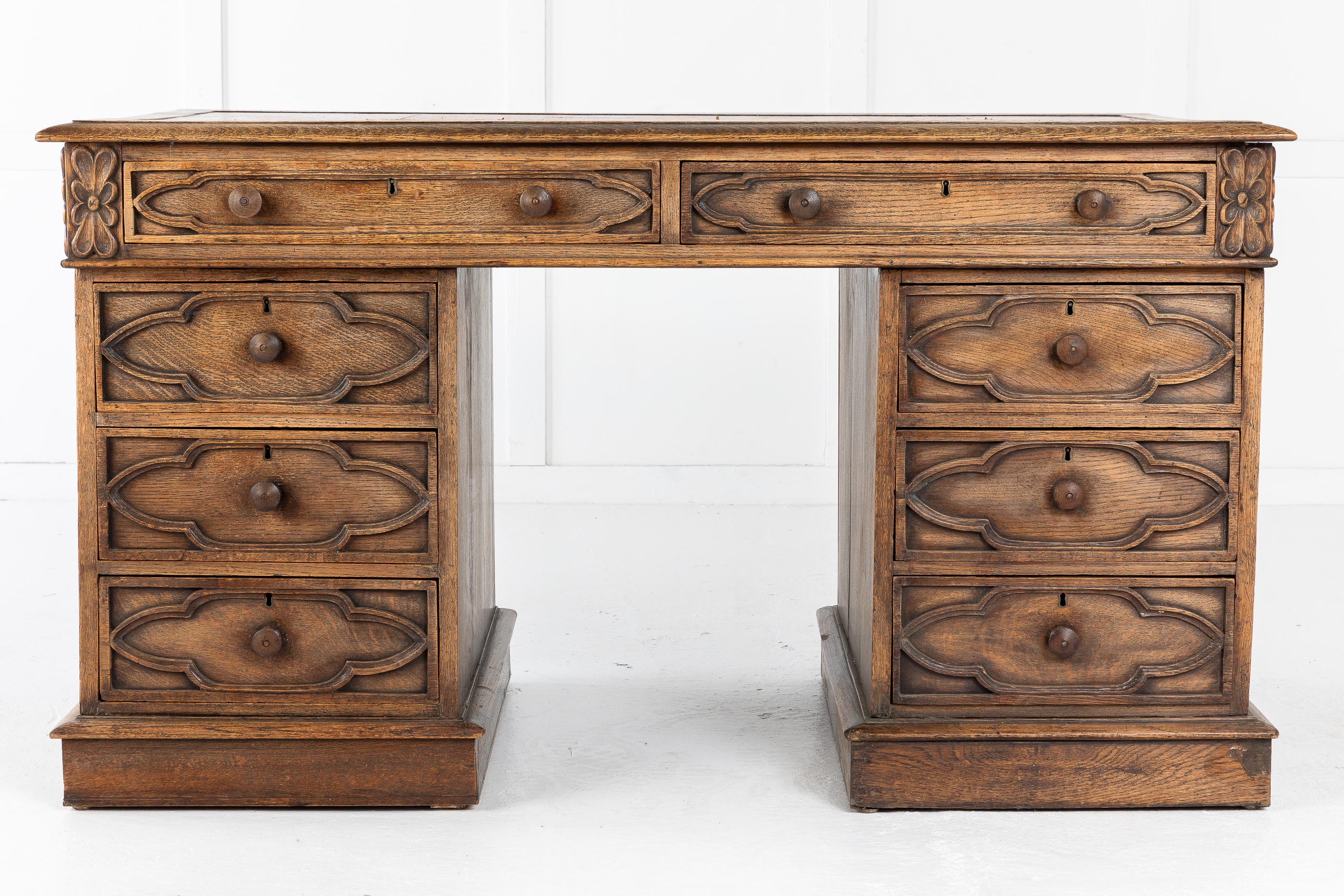 19th Century English Gothic Oak Desk at 1stDibs | gothic desk