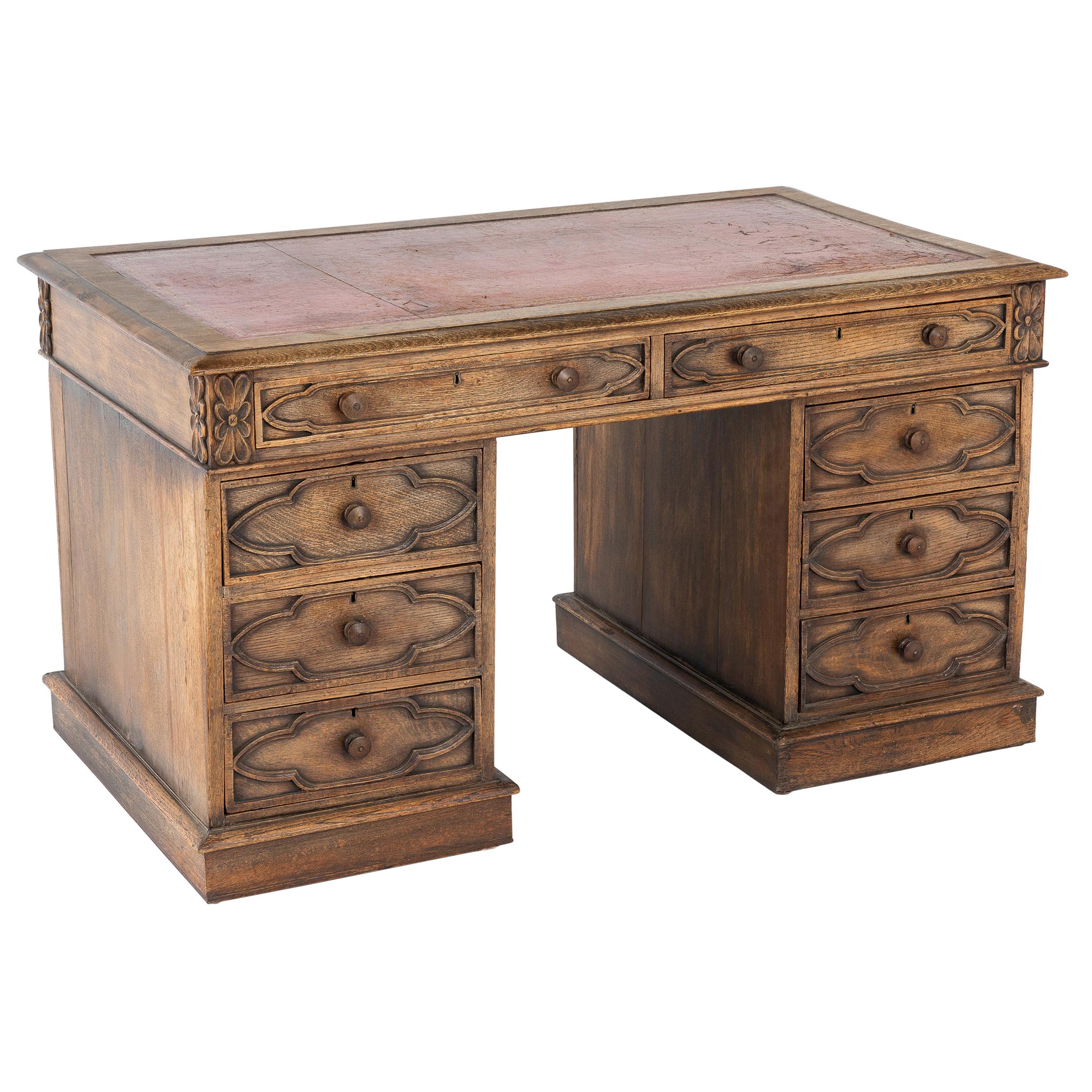 19th Century English Gothic Oak Desk at 1stDibs | gothic desk
