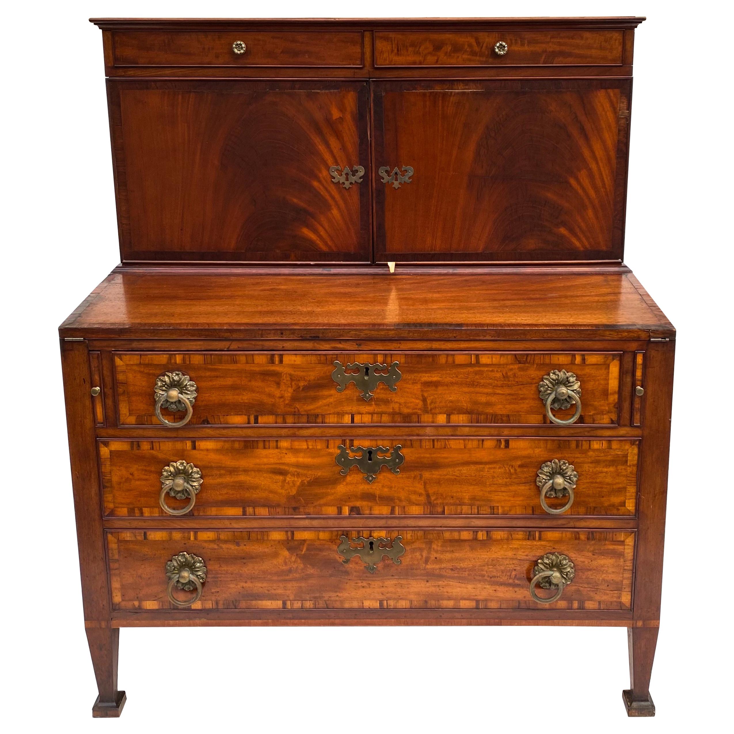 19th Century English Inlaid Sheraton Style Writing Desk For Sale at 1stDibs