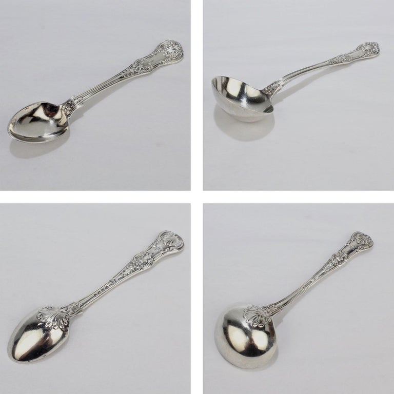 19th Century English Queen Pattern Sterling Silver 112 Piece Flatware ...
