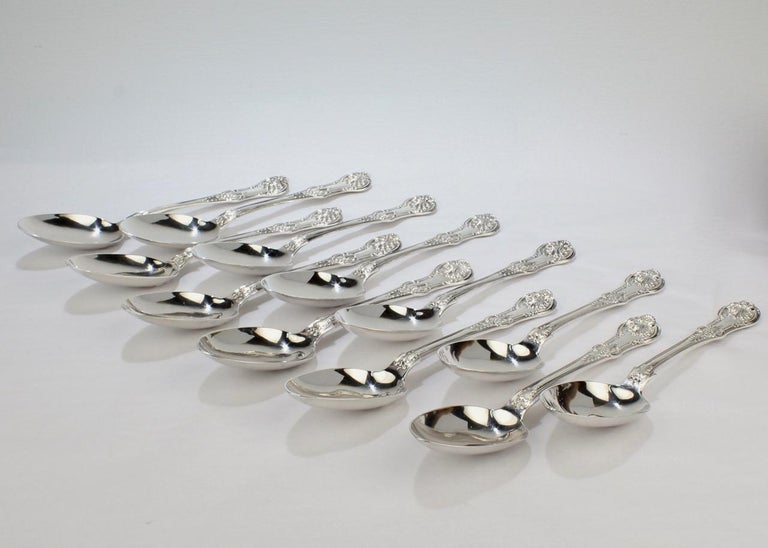 19th Century English Queen Pattern Sterling Silver 112 Piece Flatware ...