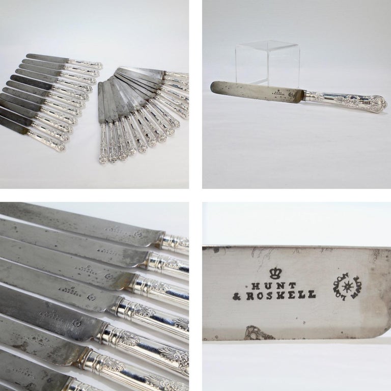 19th Century English Queen Pattern Sterling Silver 112 Piece Flatware ...