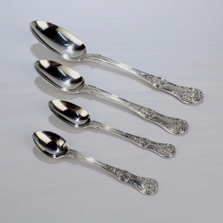 19th Century English Queen Pattern Sterling Silver 112 Piece Flatware ...