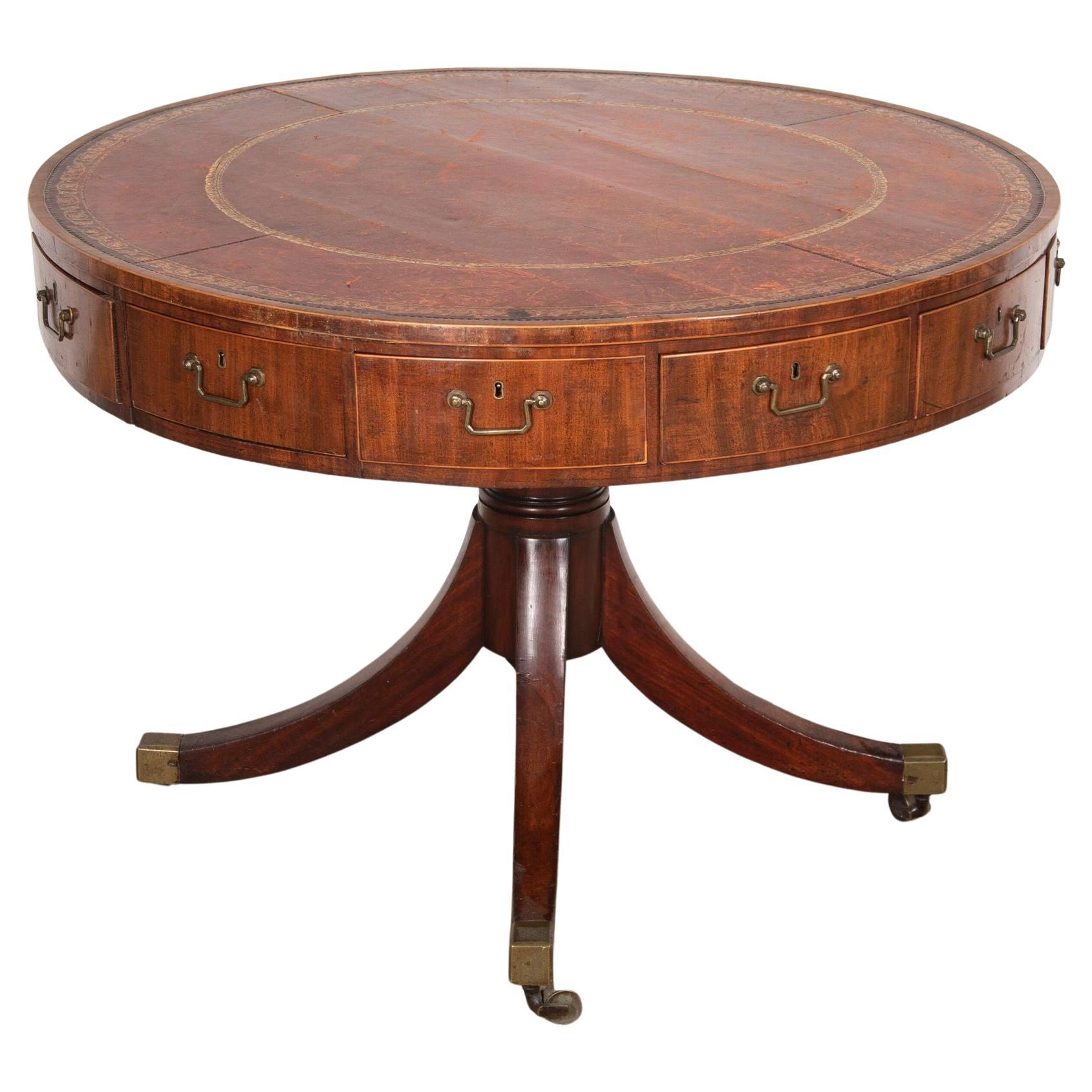 Antique Scottish Mahogany Leather Top Rent Table at 1stDibs