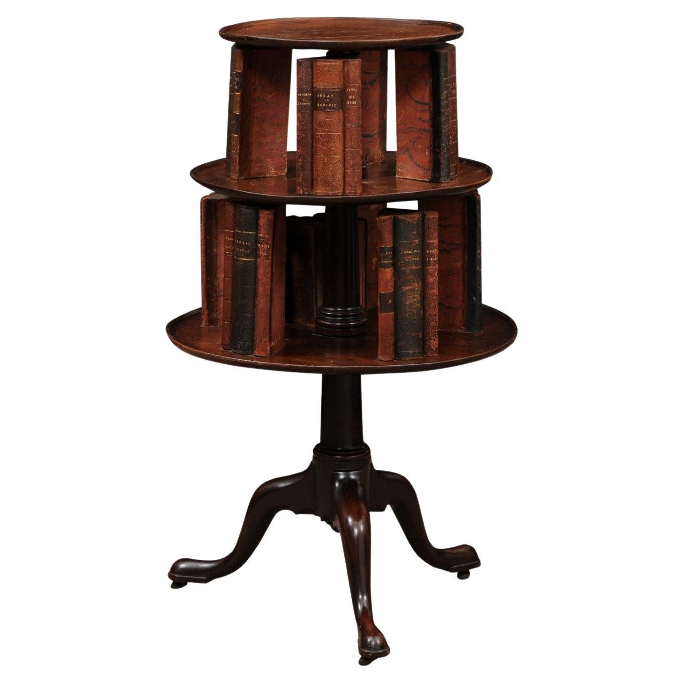 19th Century English Mahogany 3-Tier Round Bookcase with Rotating ...