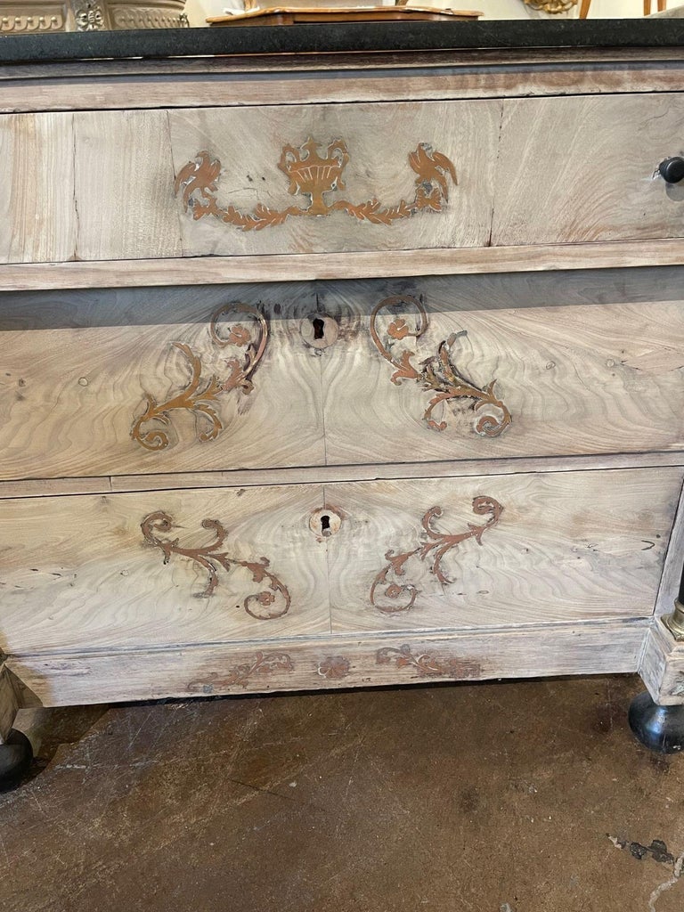 19th Century English Mahogany Bleached Chest with Brass Inlay For Sale ...
