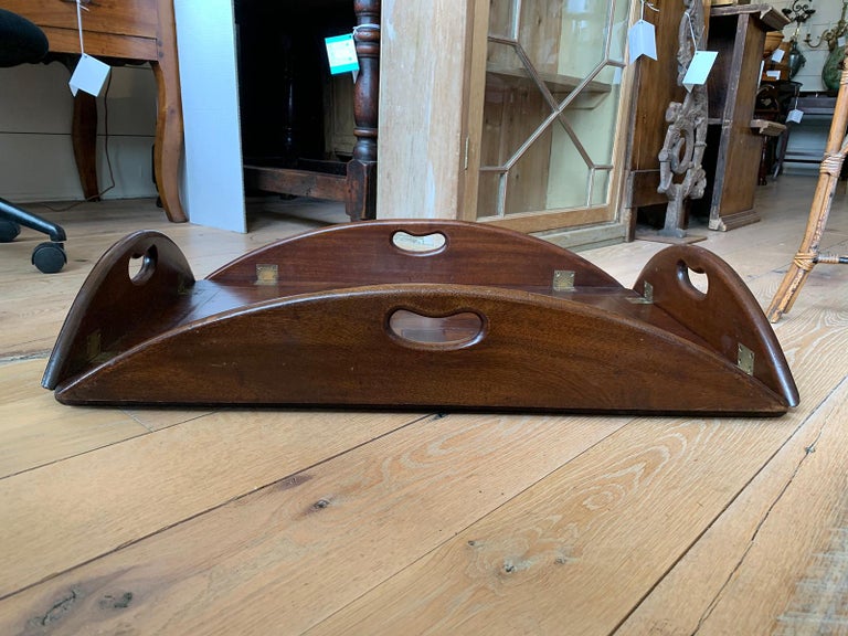 19th Century English Mahogany Butlers Tray with Hinged Sides at 1stDibs