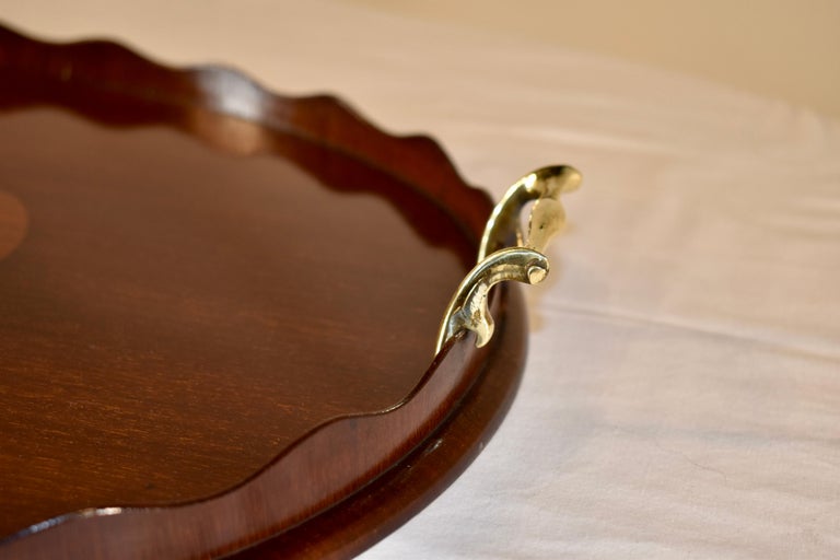 19th Century English Mahogany Inlaid Tray For Sale at 1stDibs