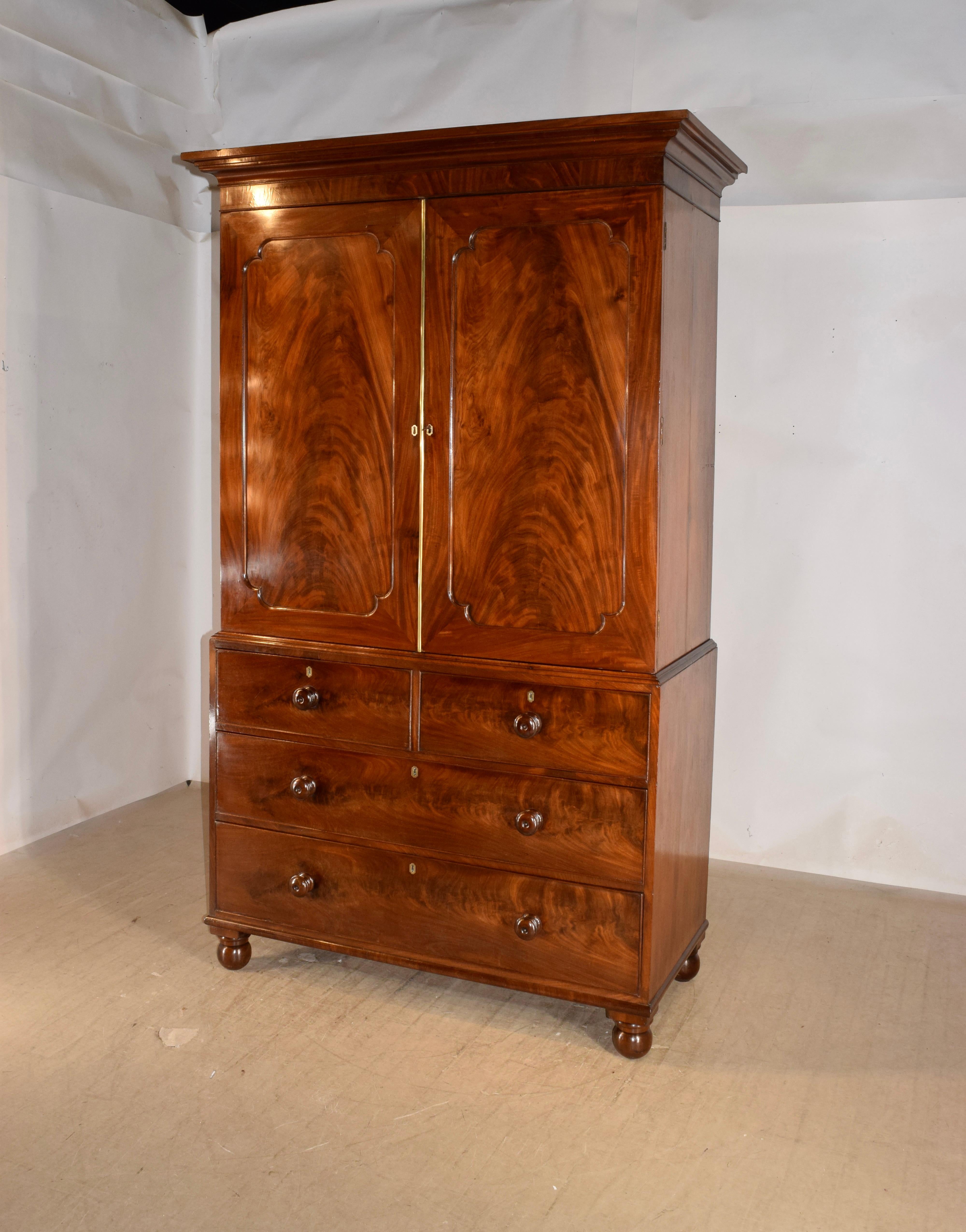 19th Century English Mahogany Linen Press at 1stDibs