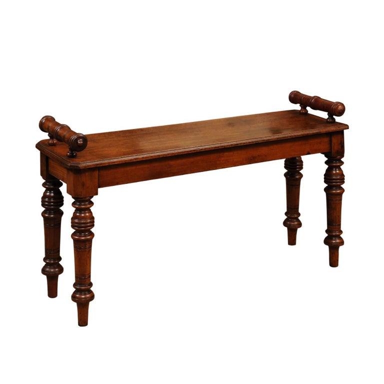 19th Century English Mahogany Regency Style Hall Bench at 1stDibs