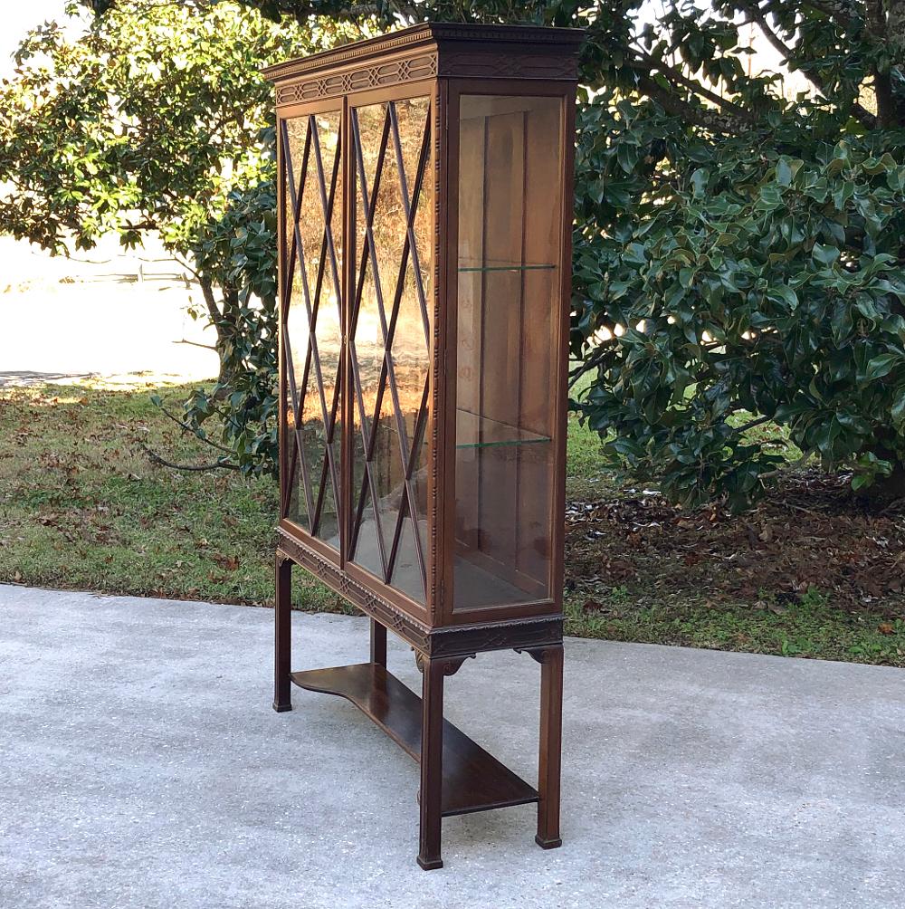 19th Century English Mahogany Signed Curio Cabinet, Bookcase at 1stDibs