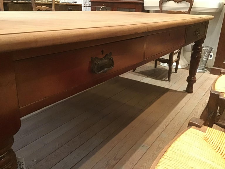19th Century English Mahogany Table with Drawers, 1890s For Sale at 1stDibs