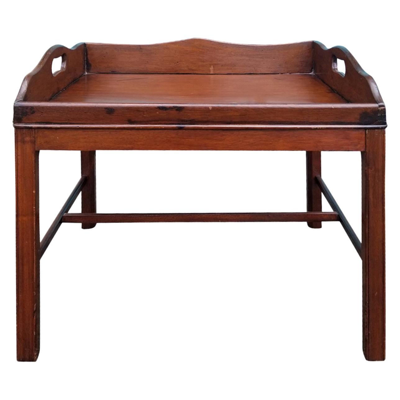 Etched Brass and Mahogany Folding Six Leg Tray Table at 1stDibs