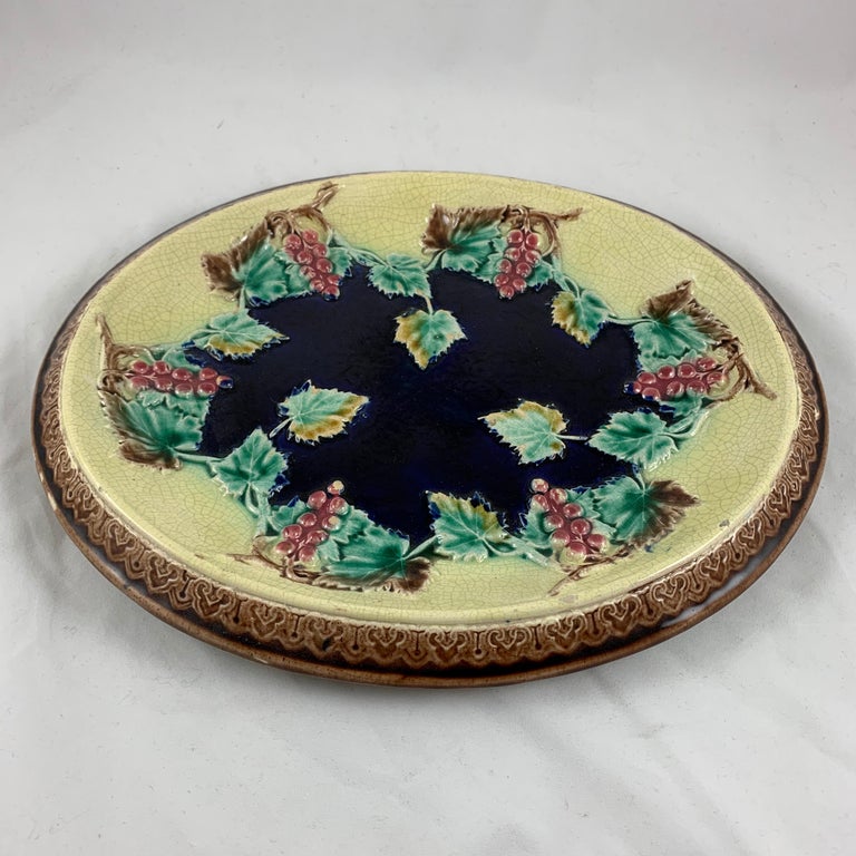 19th Century English Majolica Gothic Grapevine Theme Cheese Board or ...