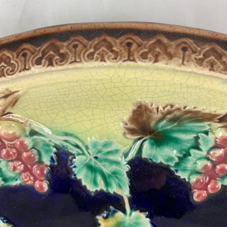 19th Century English Majolica Gothic Grapevine Theme Cheese Board or ...