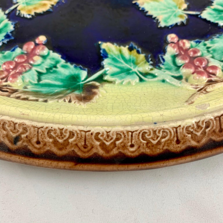 19th Century English Majolica Gothic Grapevine Theme Cheese Board or ...