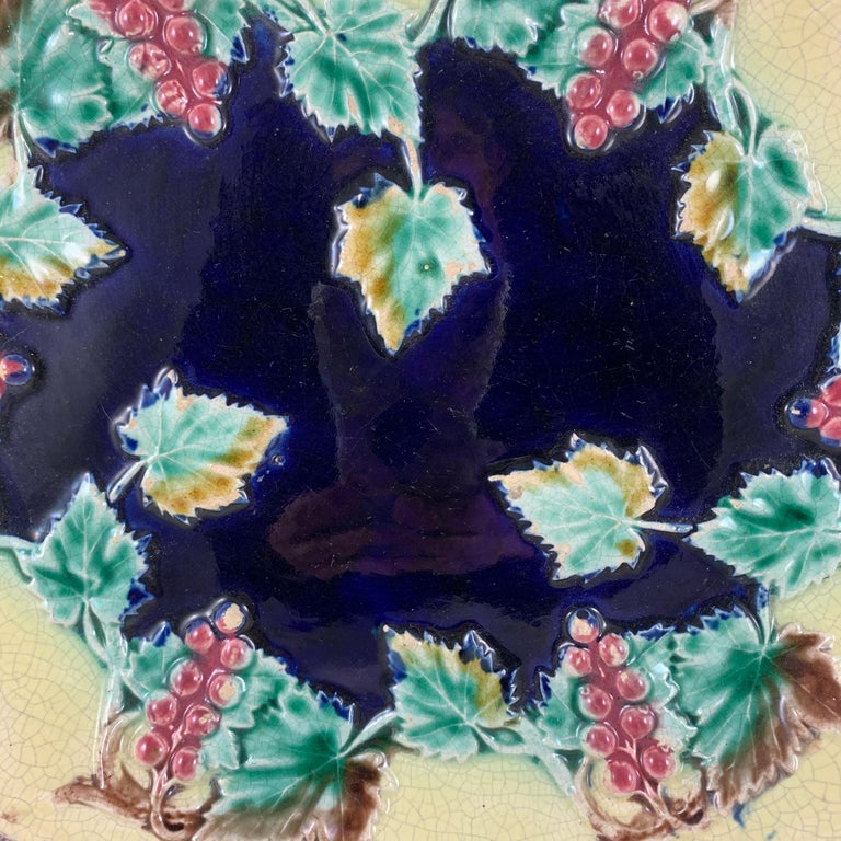 19th Century English Majolica Gothic Grapevine Theme Cheese Board or ...