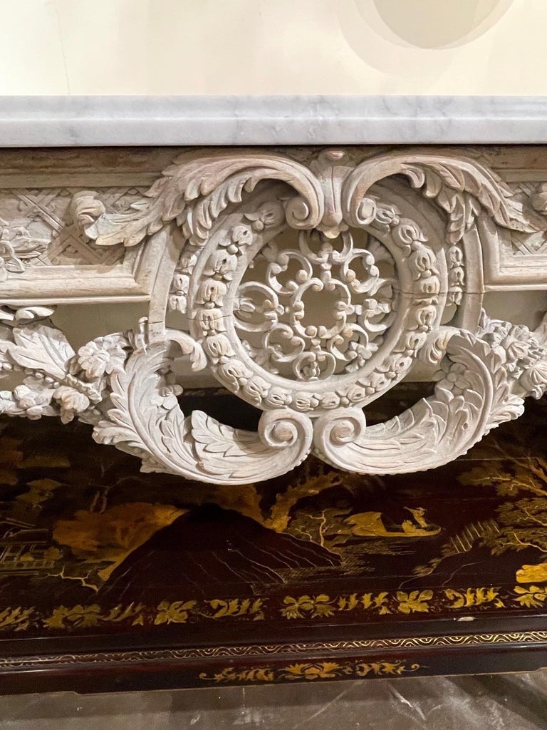 19th Century English Neo Classical Carved and Whitewashed Mahogany ...