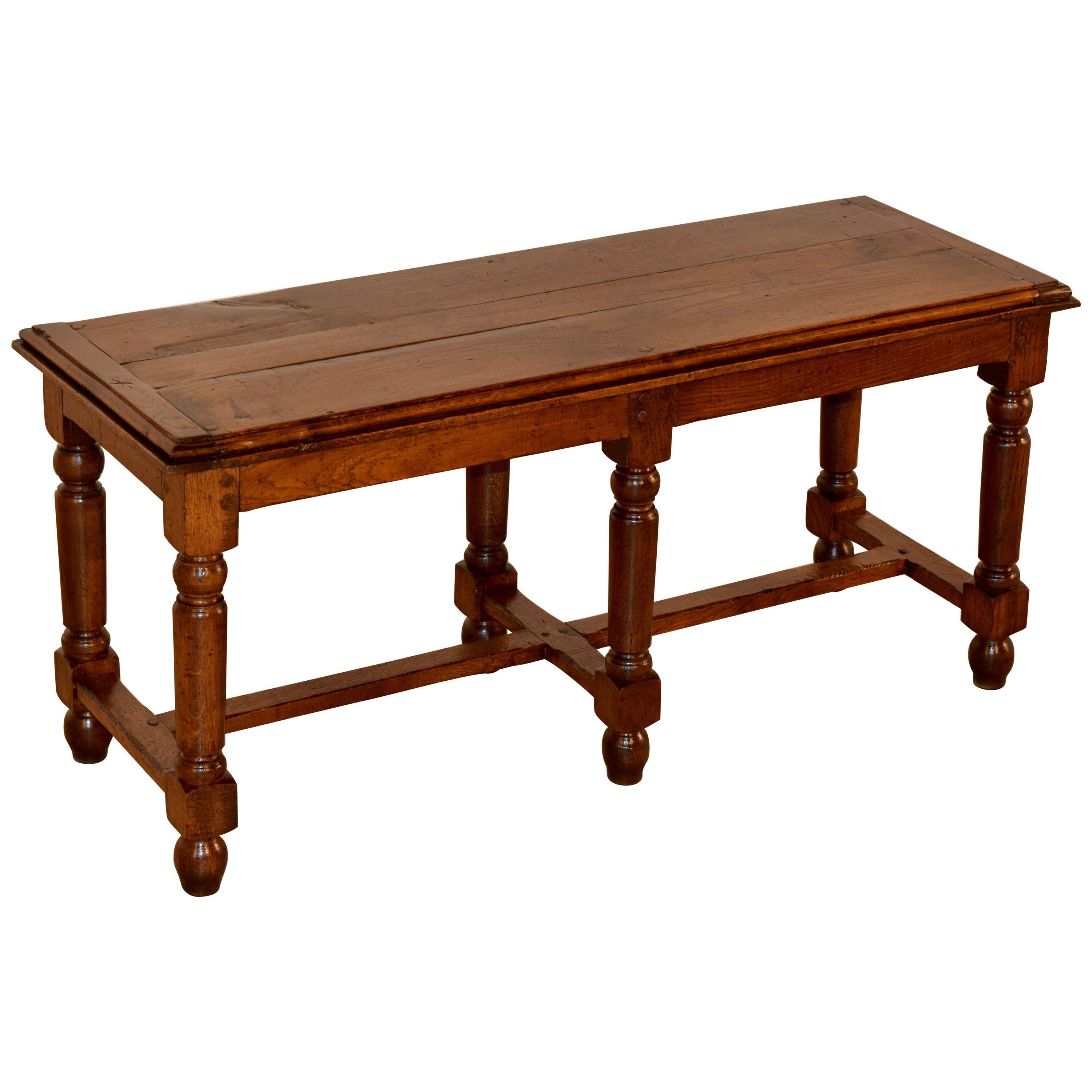 English Oak and Leather Bench, circa 1860 For Sale at 1stDibs