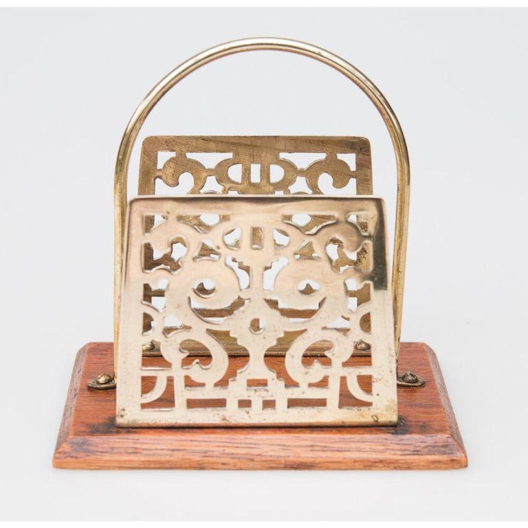 19th Century English Oak and Brass Letter Rack Holder by William Tonks ...