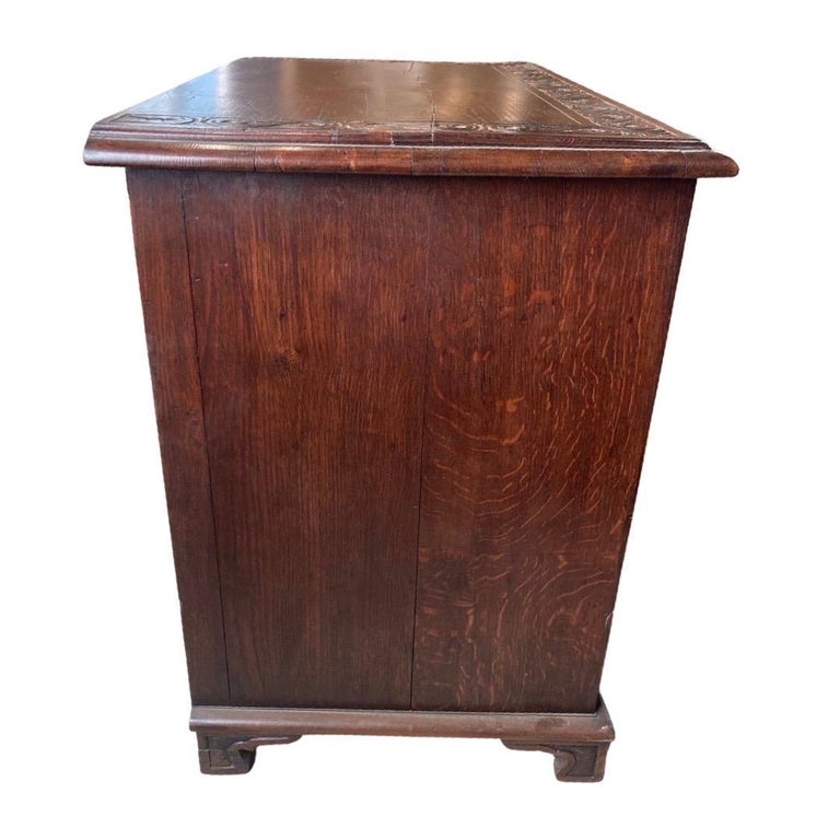19th Century English Oak Carved Chest/ Commode For Sale at 1stDibs