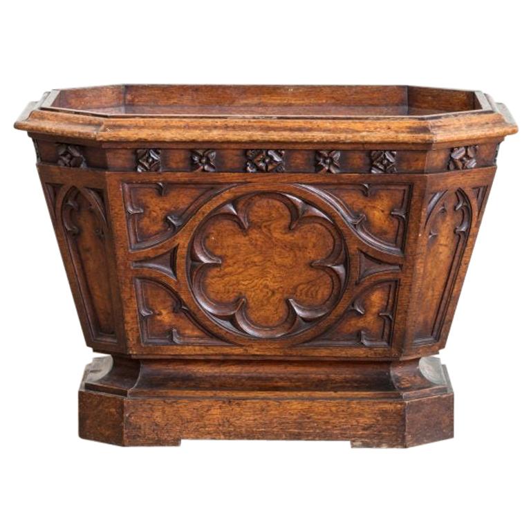 19th Century English Oak Gothic Wine Cooler For Sale at 1stDibs