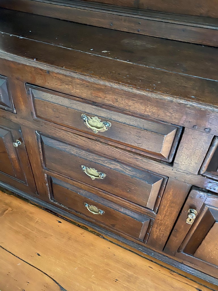 19th Century English Oak Two Part Step Back Cupboard For Sale at 1stDibs