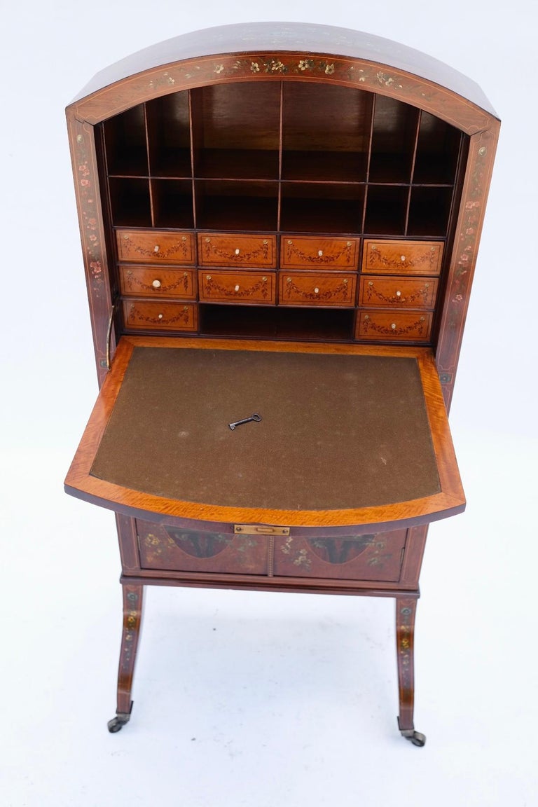 19th Century English Painted Satinwood Drop-Front Desk For Sale at 1stDibs