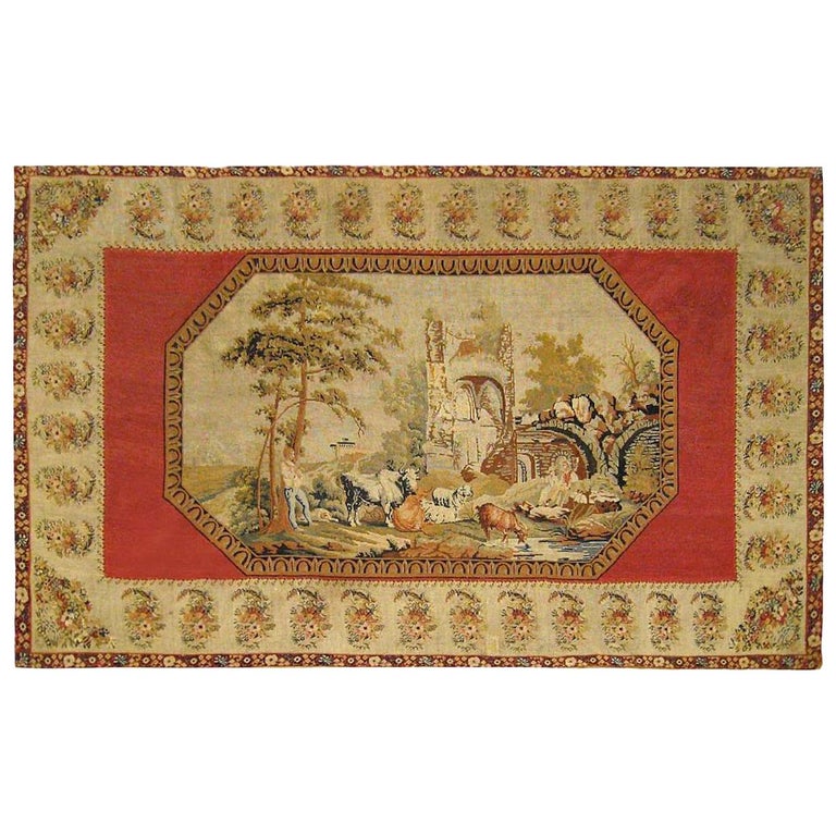 19th Century English Pictorial Needlepoint Tapestry at 1stDibs