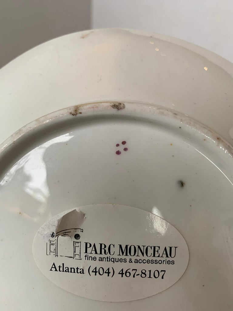 19th Century English Pink Floral Lusterware Round Porcelain Plate ...