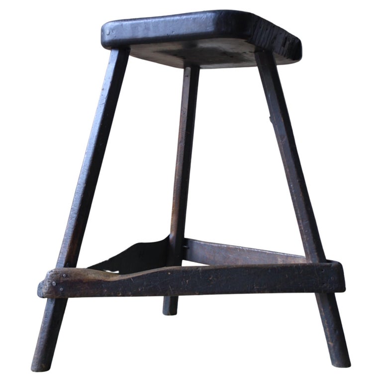 19th Century English Primitive Elm Cricket Stool Industrial Factory For ...