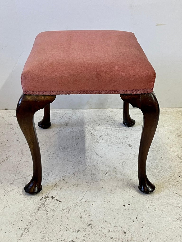 19th Century English Queen Anne Stool of Mahogany For Sale at 1stDibs