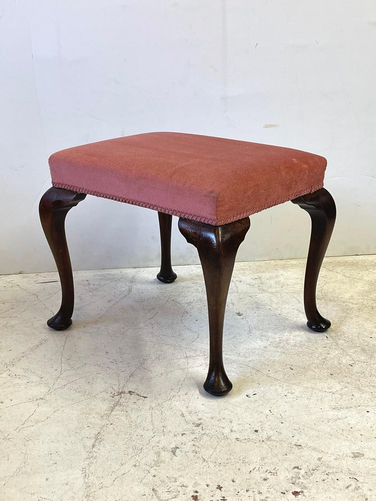 19th Century English Queen Anne Stool of Mahogany For Sale at 1stDibs