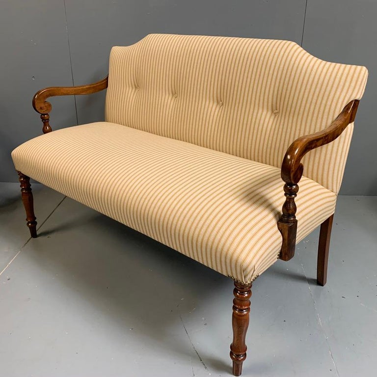 19th Century English Regency 2-Seat Window Seat in a Yellow Stripe ...
