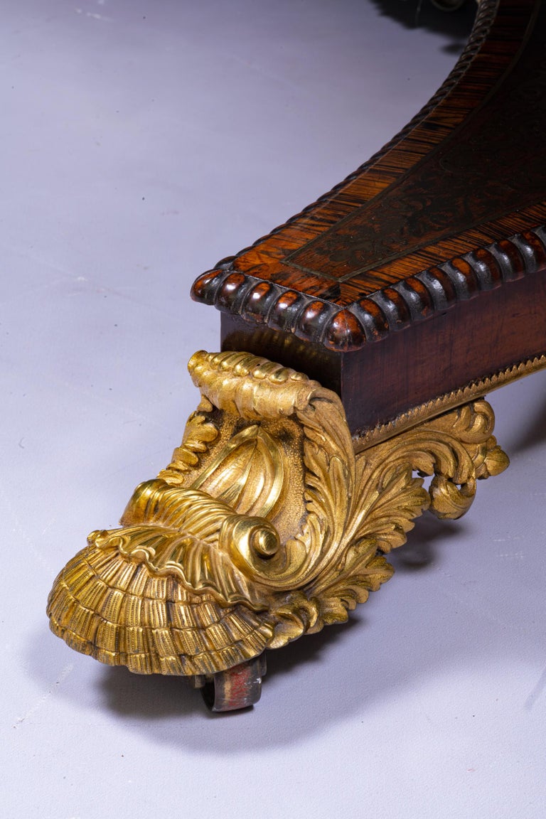 19th Century English Regency Brass Inlaid Centre Table For Sale at 1stDibs