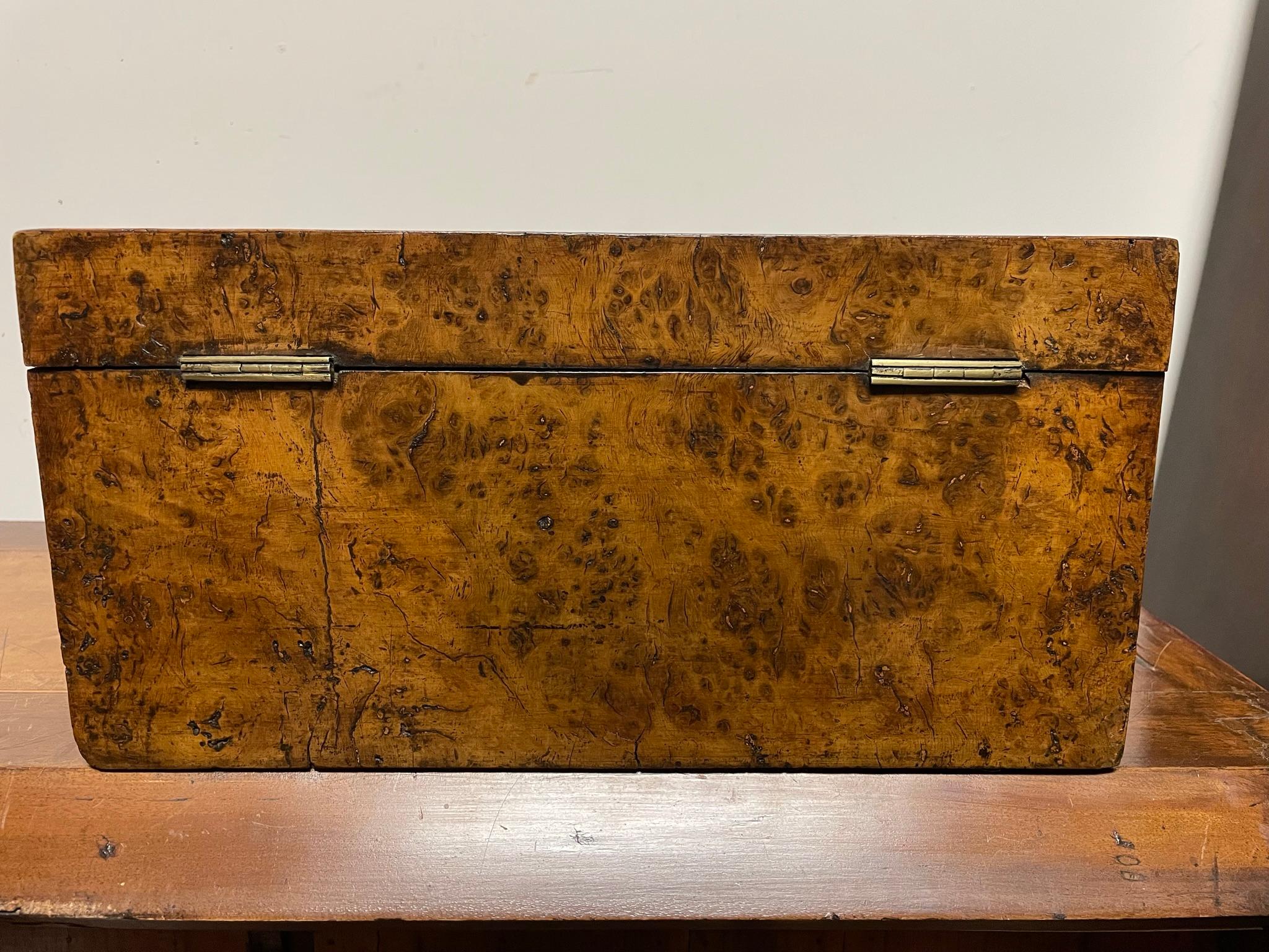 19th Century, English Regency Burl Wood Veneered Box For Sale at 1stDibs