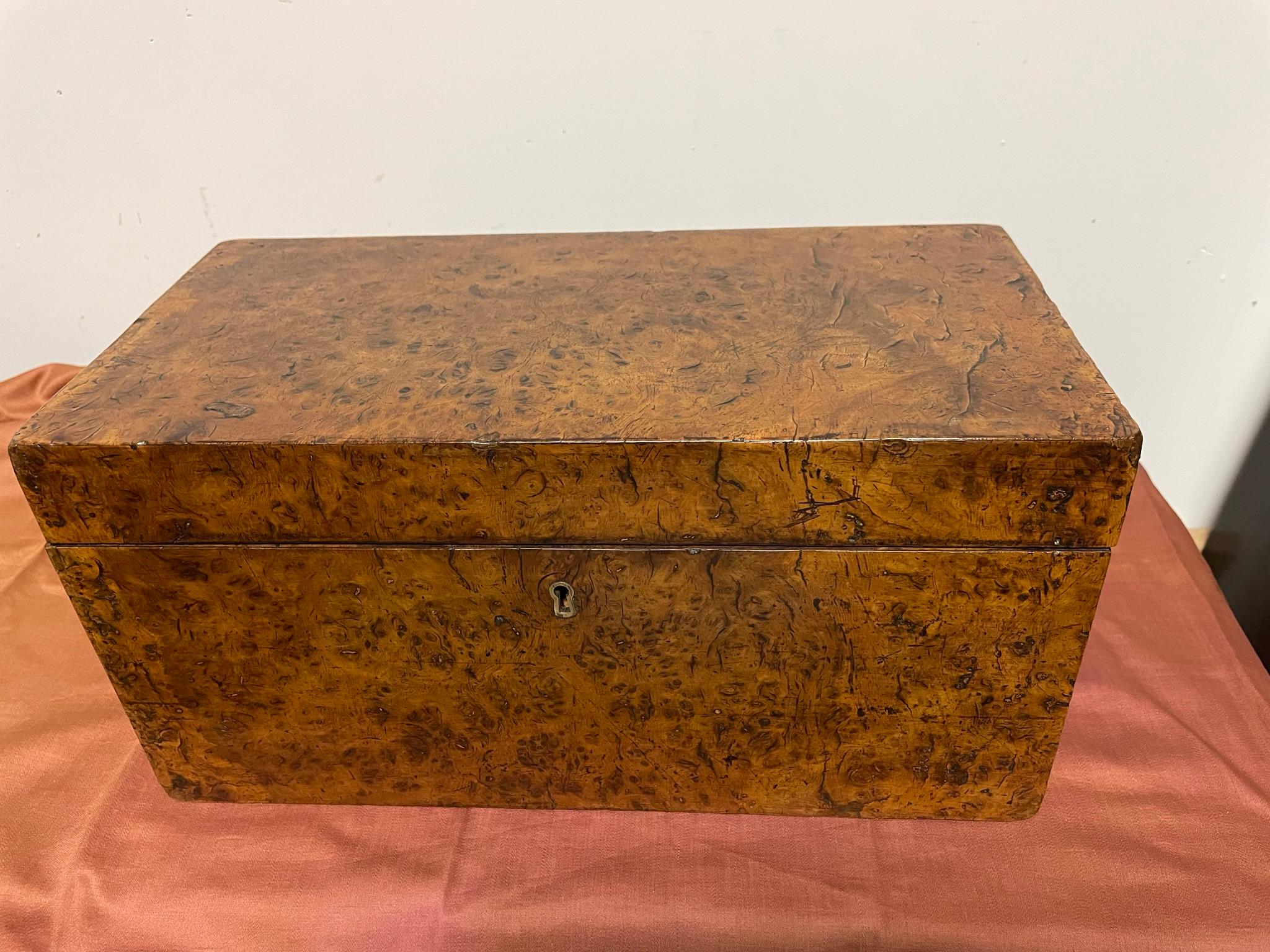 19th Century, English Regency Burl Wood Veneered Box For Sale at 1stDibs