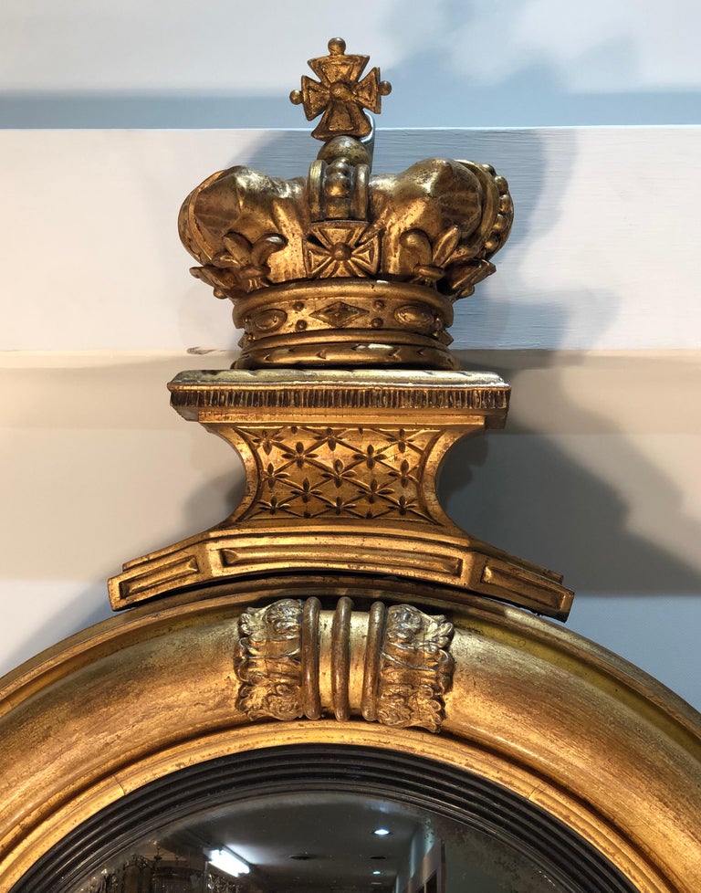 19th Century English Regency Convex Looking Glass with Girandole Arms ...