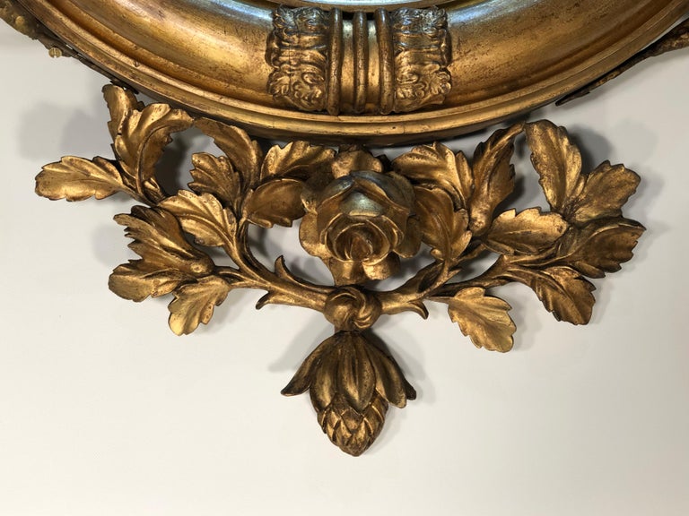 19th Century English Regency Convex Looking Glass with Girandole Arms ...