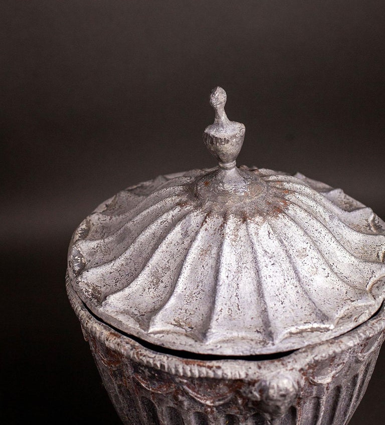 19th Century English Regency Lead Garden Urns For Sale at 1stDibs