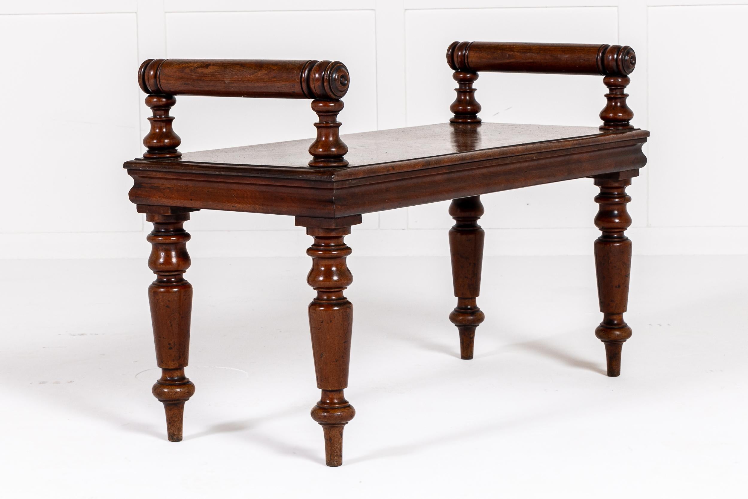 19th Century English Regency Mahogany Hall Bench For Sale at 1stDibs