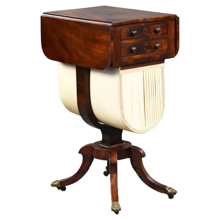 19th Century English Regency Mahogany Needlework Table For Sale at 1stDibs