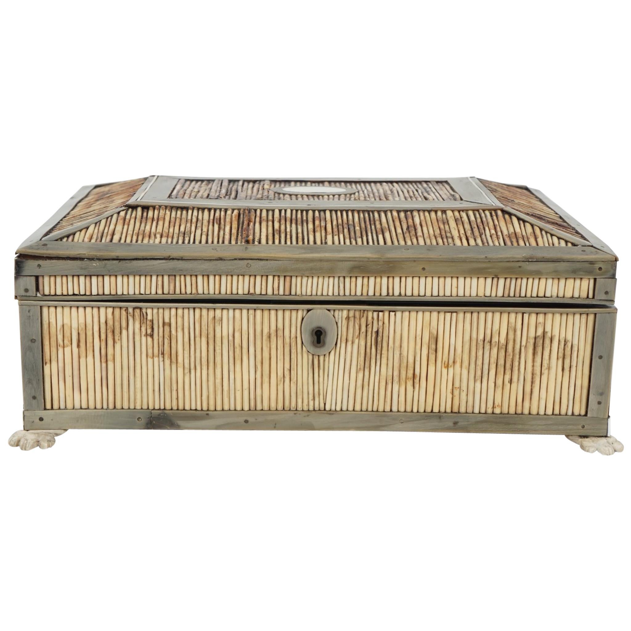 Large 19th Century English Quill-Veneered Box at 1stDibs