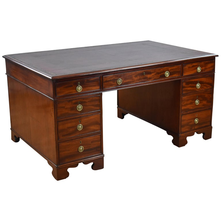19th Century English Regency Period Mahogany Partners Desk at 1stDibs