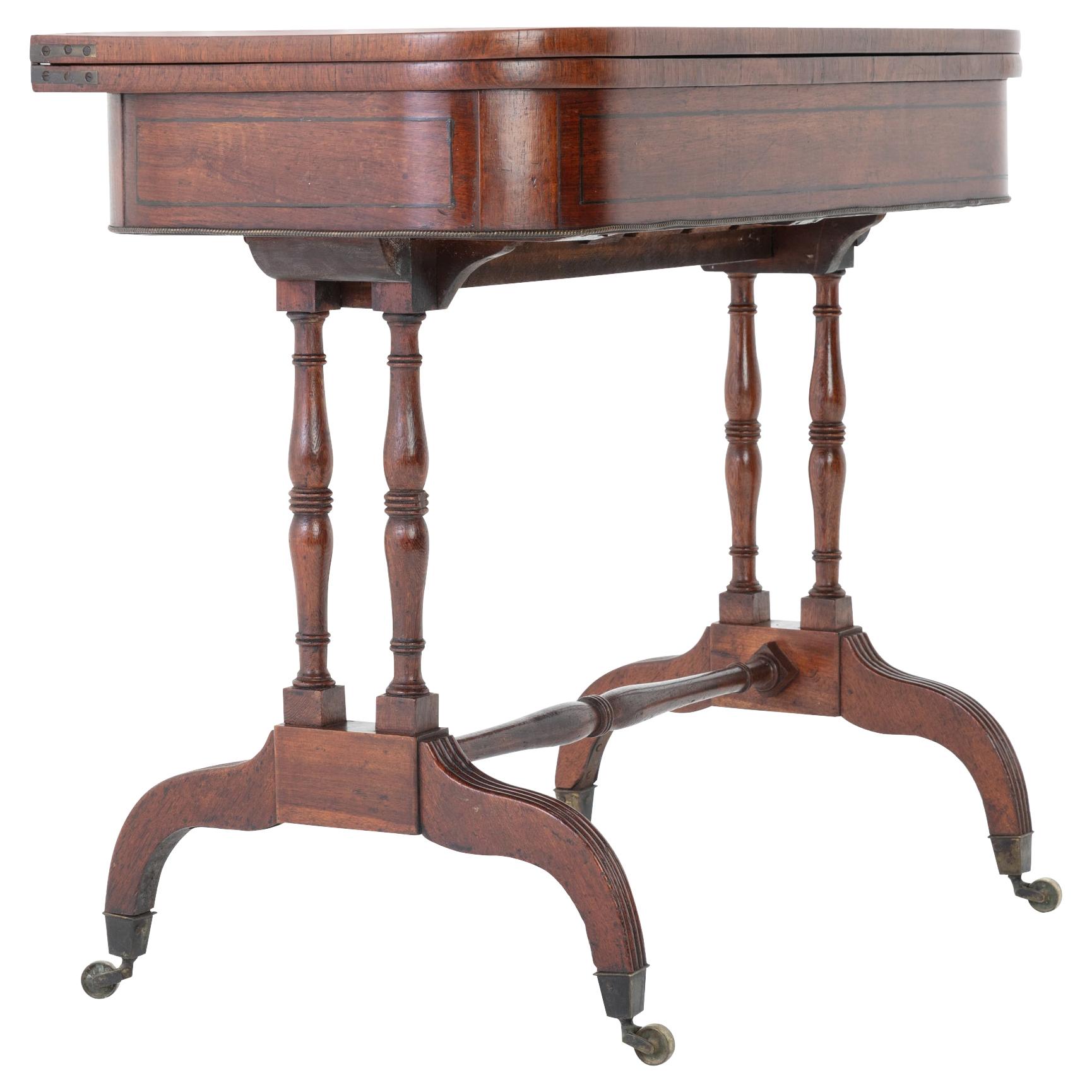 Pair of 19th Century Regency Rosewood and Brass Inlaid Card Tables For ...